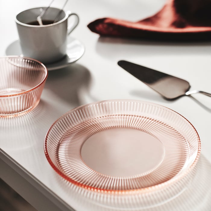 HAVSGÄDDA side plate, stripe pattern/pink, 8" - IKEA