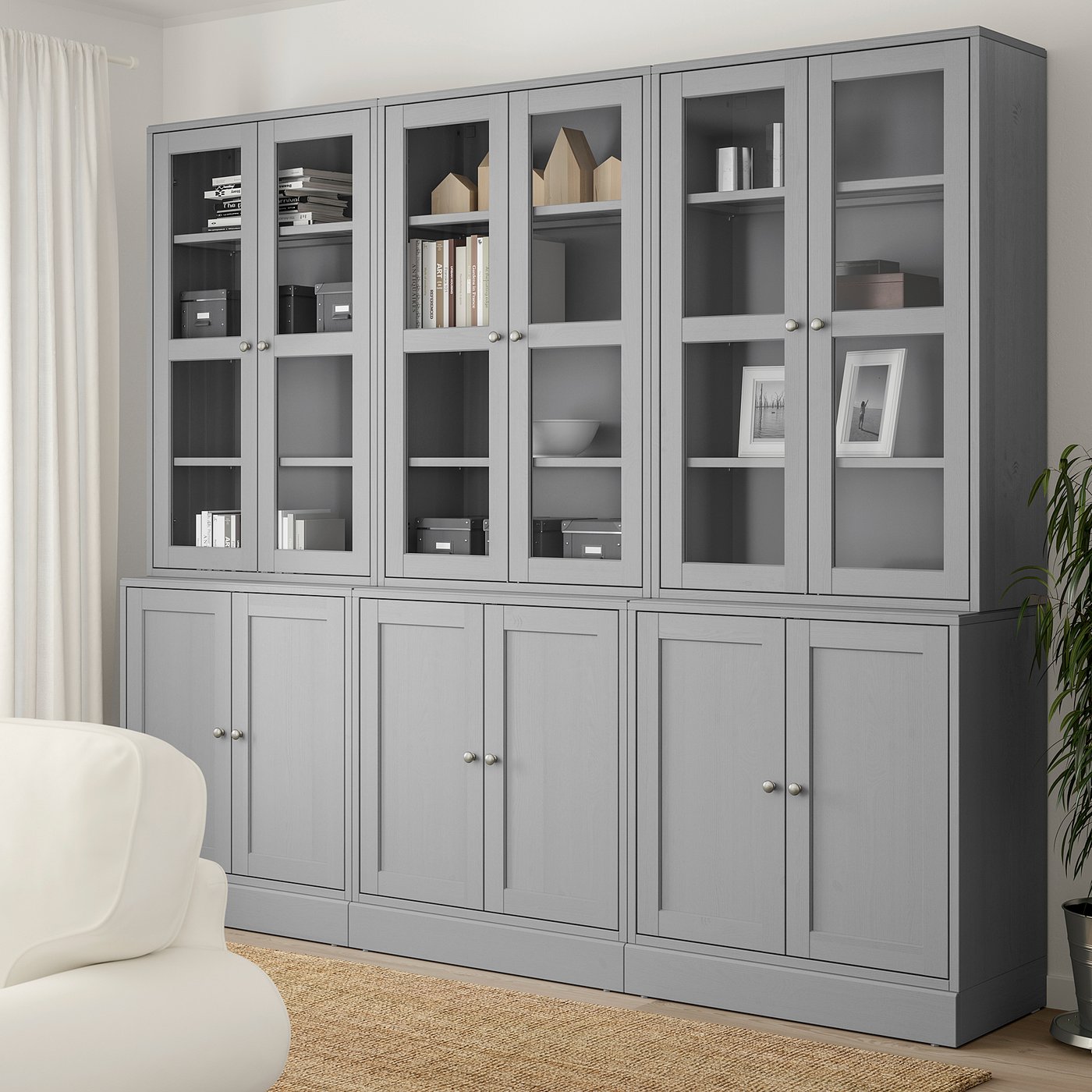 HAVSTA Storage combination w/glass doors, gray, 955/8x181/2x831/2" - IKEA