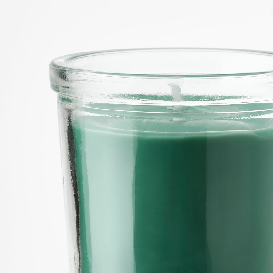 HEDERSAM scented candle in glass, Fresh grass/light green, 20 hr - IKEA
