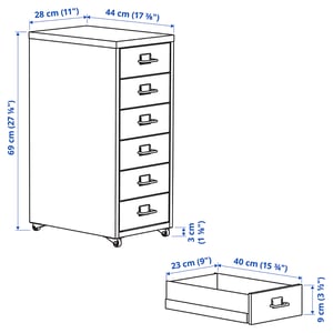 HELMER Drawer unit on casters, white, 11x27 1/8" - IKEA