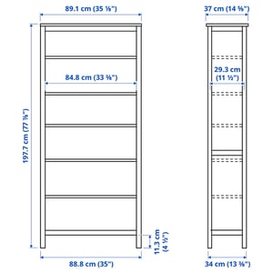 HEMNES Bookcase, black-brown, light brown, 35 3/8x77 1/2" - IKEA
