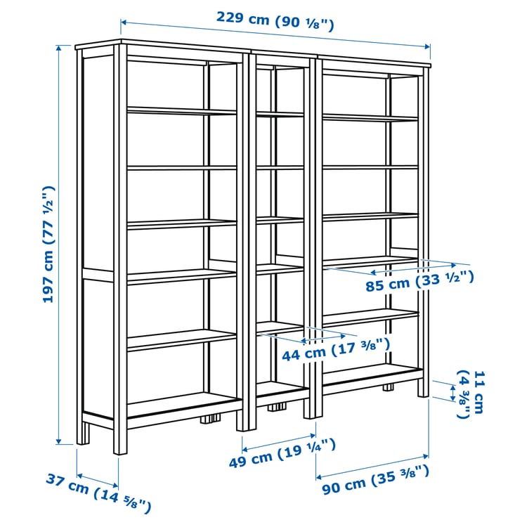 HEMNES bookcase, white stain, 901/8x771/2" - IKEA