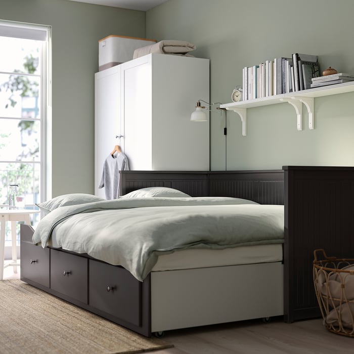 HEMNES daybed frame with 3 drawers, black-brown, Twin - IKEA