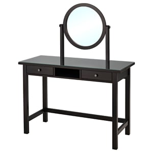 HEMNES Dressing table with mirror, black-brown, 431/4x173/4" - IKEA