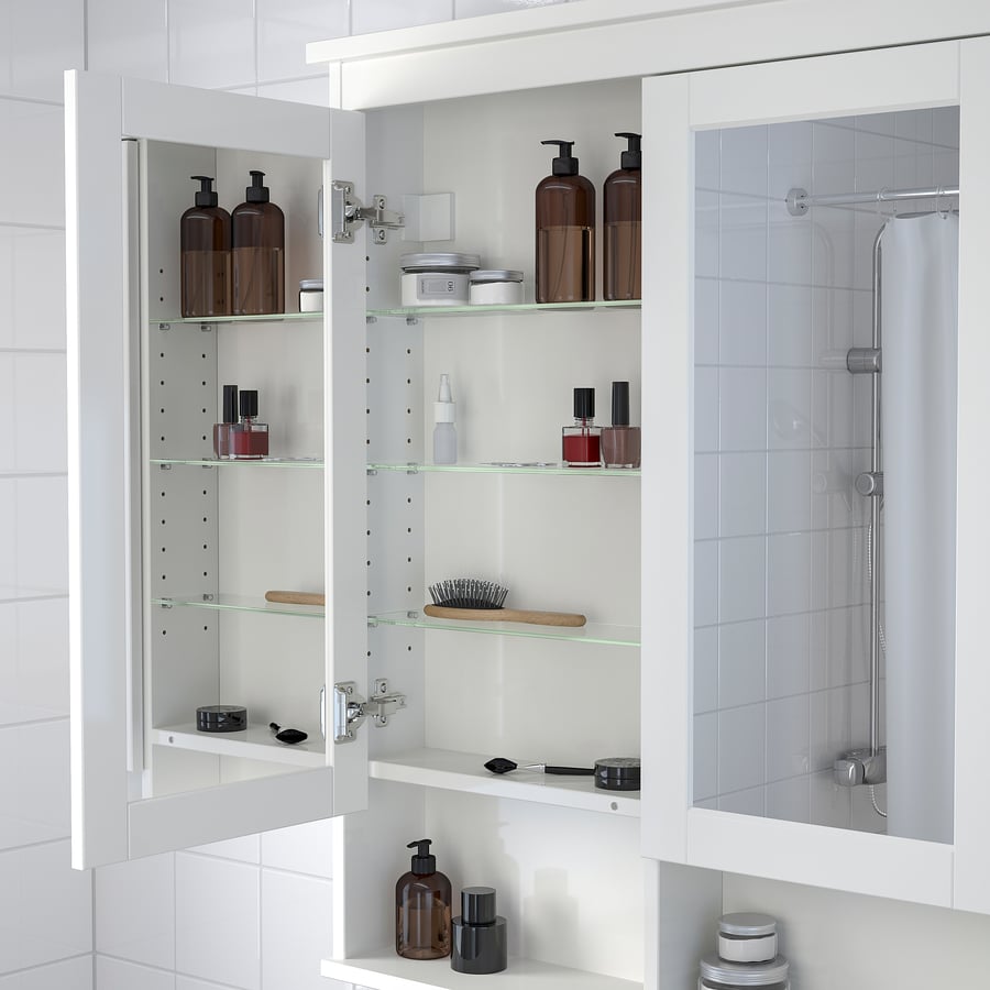 HEMNES Mirror cabinet with 2 doors, white, 32 5/8x6 1/4x38 5/8" - IKEA