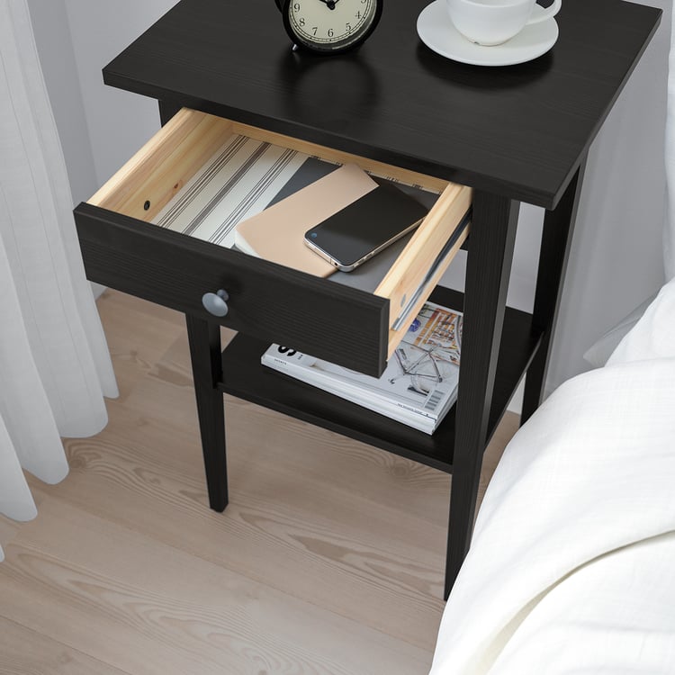 HEMNES nightstand, black-brown, 181/8x133/4" - IKEA
