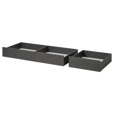 HEMNES Underbed storage box, set of 2, dark gray stained, Queen/King - IKEA