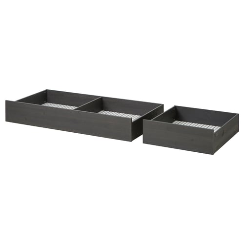 HEMNES Underbed storage box, set of 2, dark gray stained, Twin/Full - IKEA