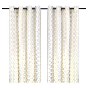 HENNY RAND Curtains, 1 pair, white, gray yellow, 57x98" - IKEA