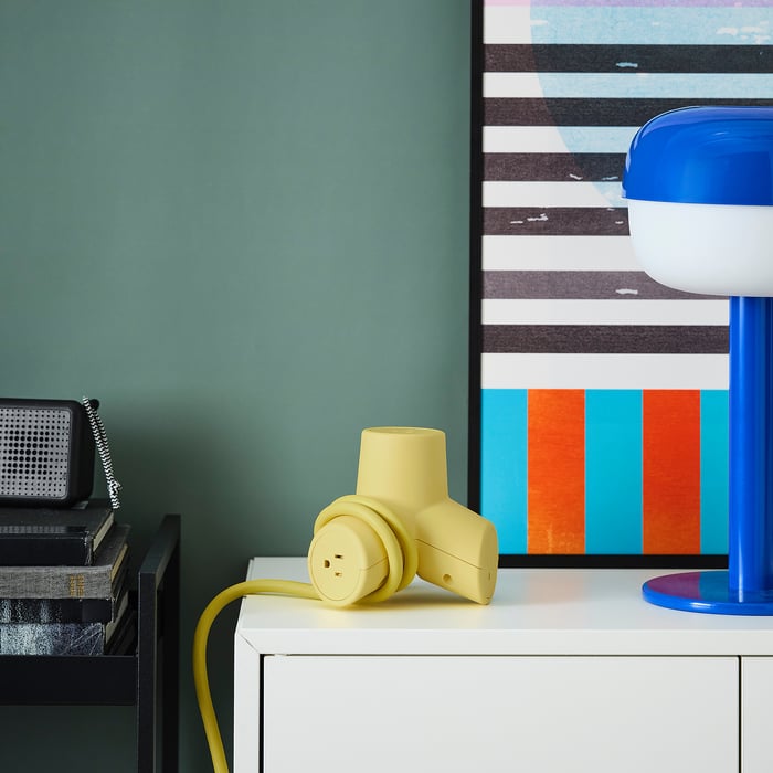 HORNFELS extension cord, yellow, 5'11" - IKEA