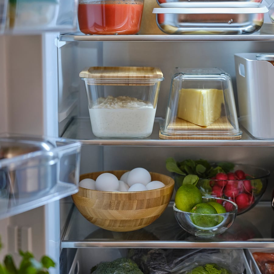 IKEA 365+ food container with lid, rectangular glass/bamboo, 61 oz - IKEA