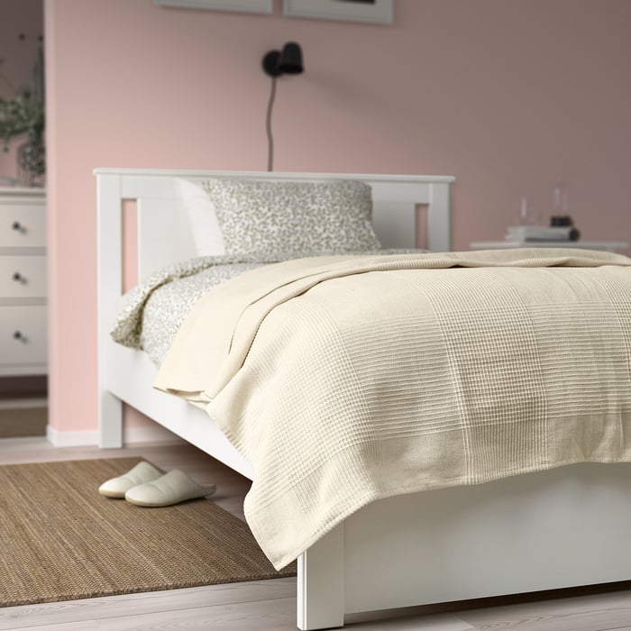 INDIRA bedspread, natural/unbleached cotton, Twin/Full - IKEA
