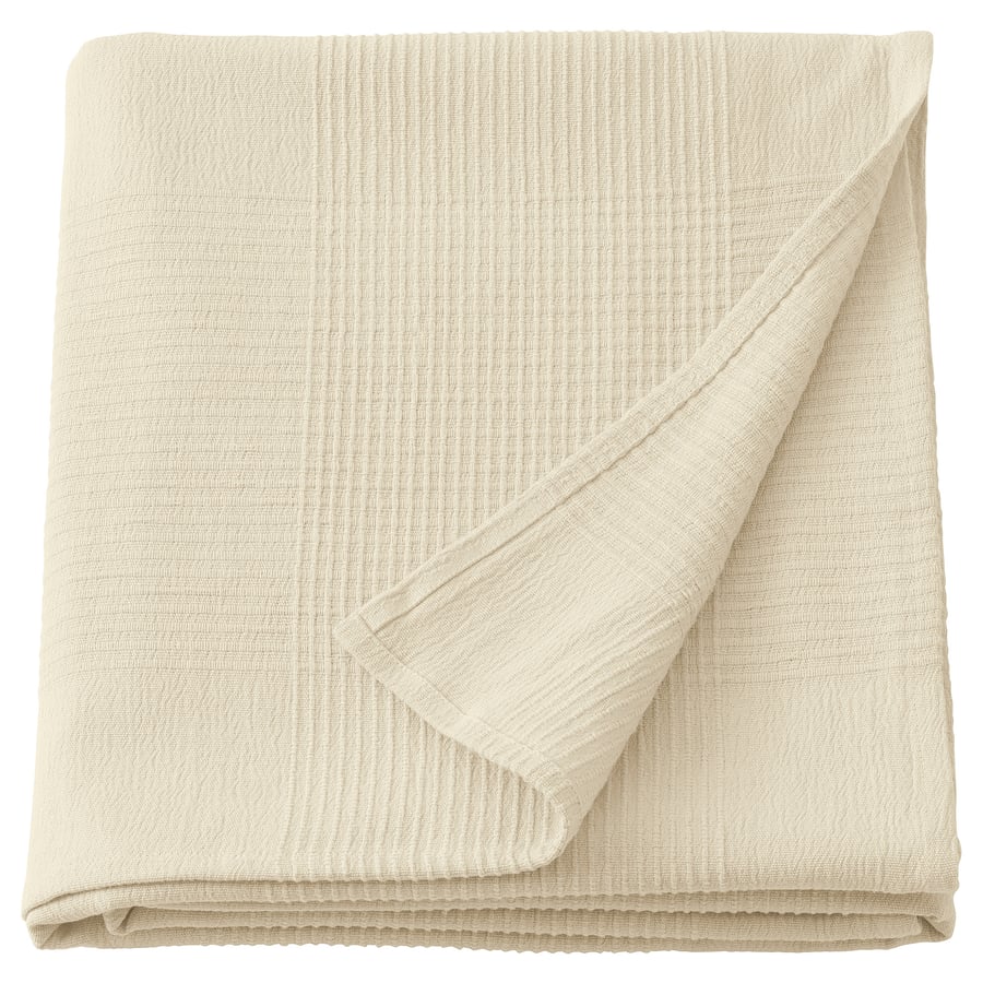INDIRA bedspread, natural/unbleached cotton, Queen/King - IKEA