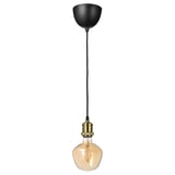 JÄLLBY / MOLNART Pendant lamp with LED bulb, brass plated/ellipse ...