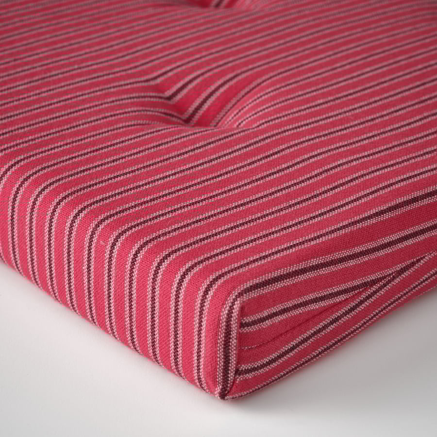 JUSTINA chair pad, red gray/stripe pattern, 17/14x16x2" - IKEA