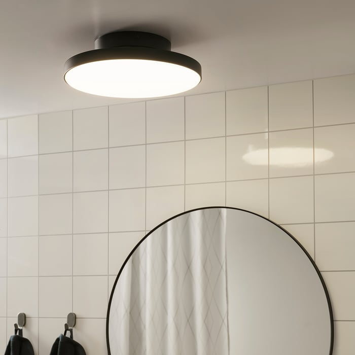 KABOMBA LED ceiling lamp, matte/black, 14" - IKEA US
