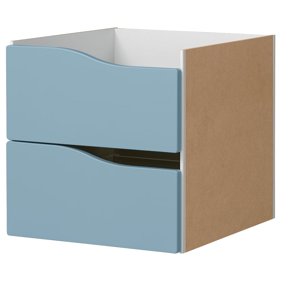 KALLAX insert with 2 drawers, wave shaped/blue, 13x13" - IKEA
