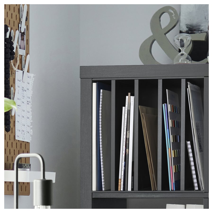 KALLAX insert with 4 shelves, black-brown, 13x13" - IKEA