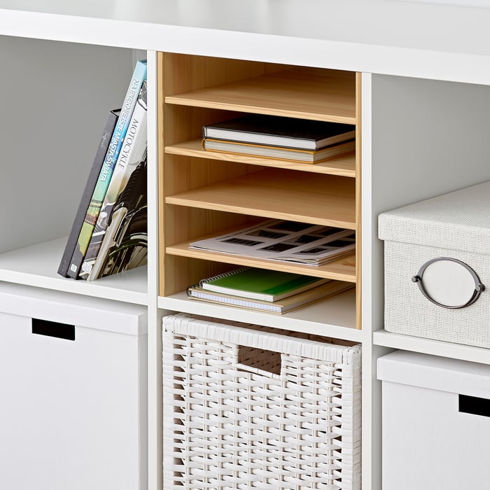 KALLAX insert with 4 shelves, pine, 13x13" - IKEA