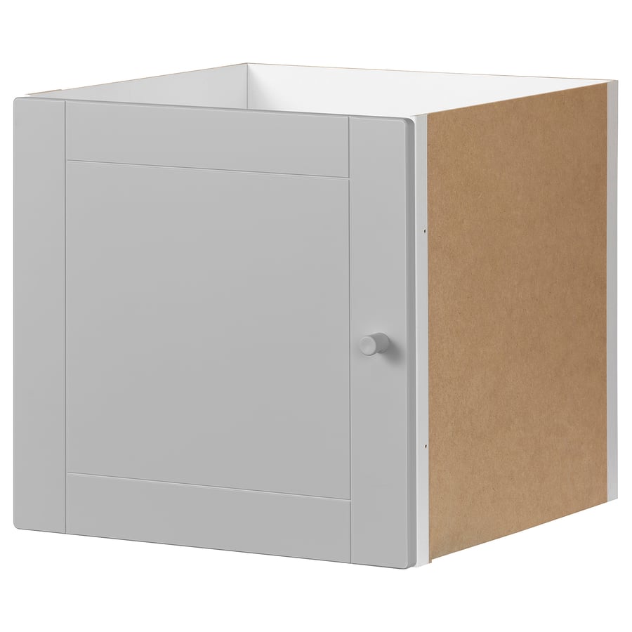 KALLAX insert with door, groove milled/gray, 13x13" - IKEA