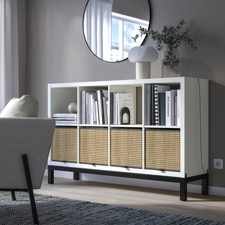 KALLAX shelving unit with underframe, white/black, 577/8x37" - IKEA