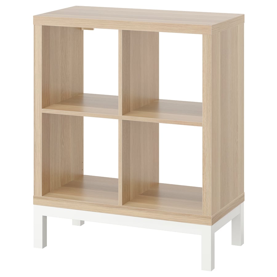 KALLAX shelving unit with underframe, white stained oak effect/white ...
