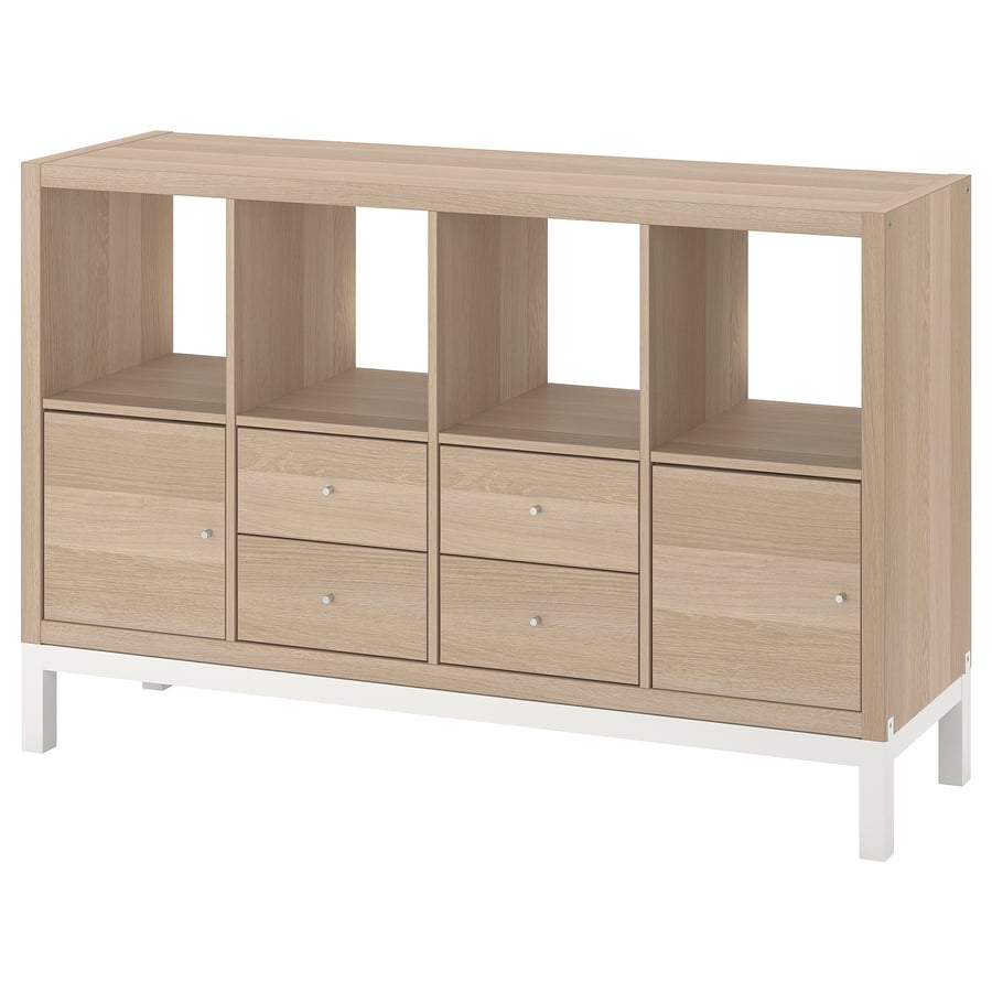 KALLAX shelving unit with underframe, with 2 doors/4 drawers/white ...