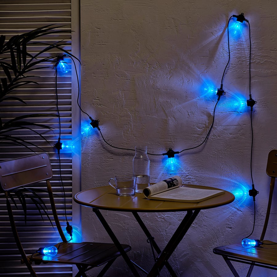 KASTTÅG LED string light with 12 lights, black/outdoor - IKEA