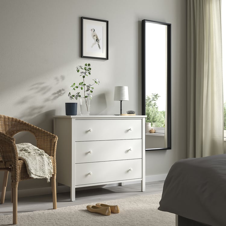 KILBERGET 3-drawer dresser, white/anchor/unlock function, 337/8x303/4 ...