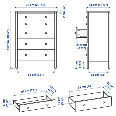 KILBERGET 5-drawer dresser, white/anchor/unlock function, 297/8x401/8 ...