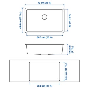 KILSVIKEN Sink, black quartz composite, 283/8x181/8" - IKEA