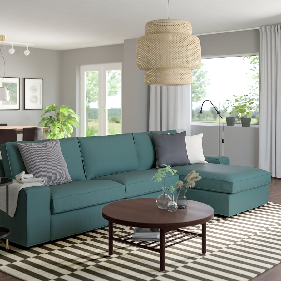KIVIK sectional, 4-seat with chaise, Kelinge gray-turquoise - IKEA