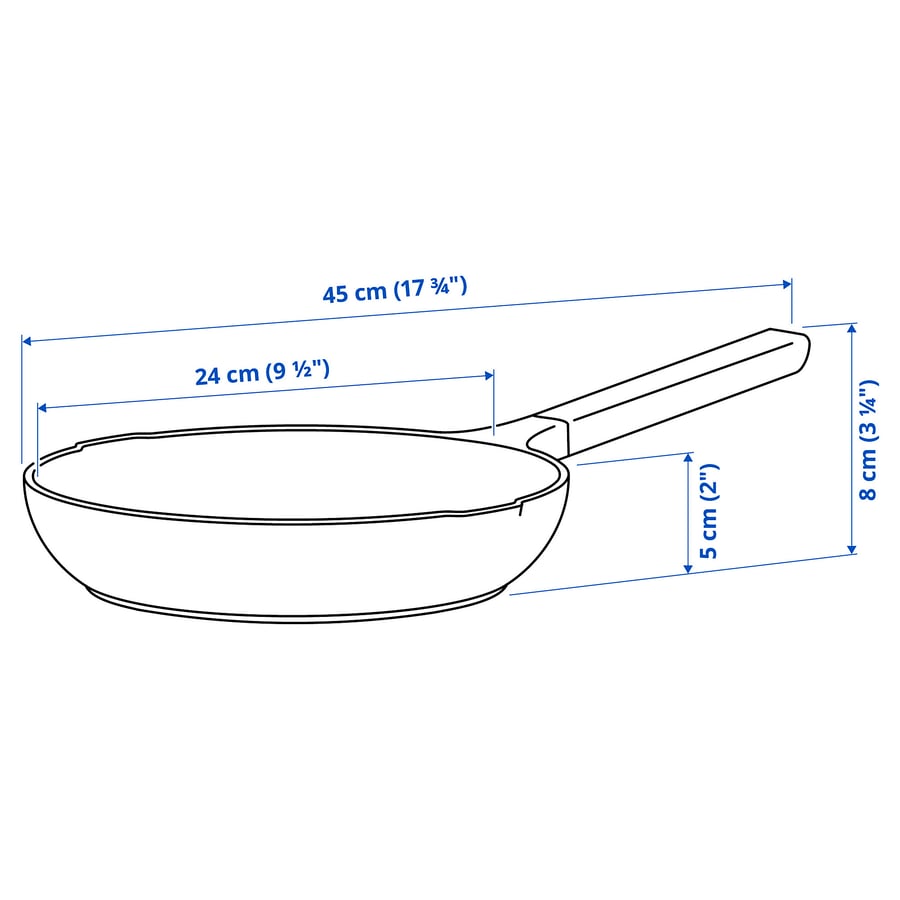 KLIPPFISK frying pan, non-stick coating/wood dark gray-blue, 9 ½" - IKEA