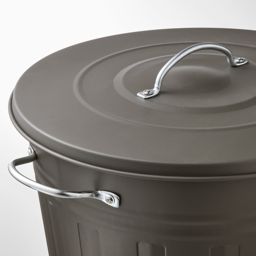 KNODD bin with lid, gray, 11 gallon - IKEA
