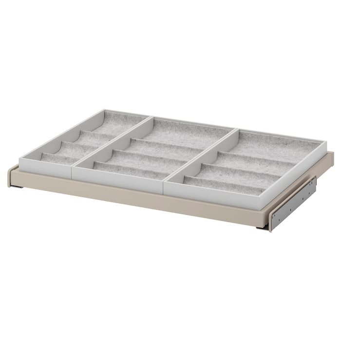 KOMPLEMENT pull-out tray with insert, gray-beige/light gray, 291/2x227 ...
