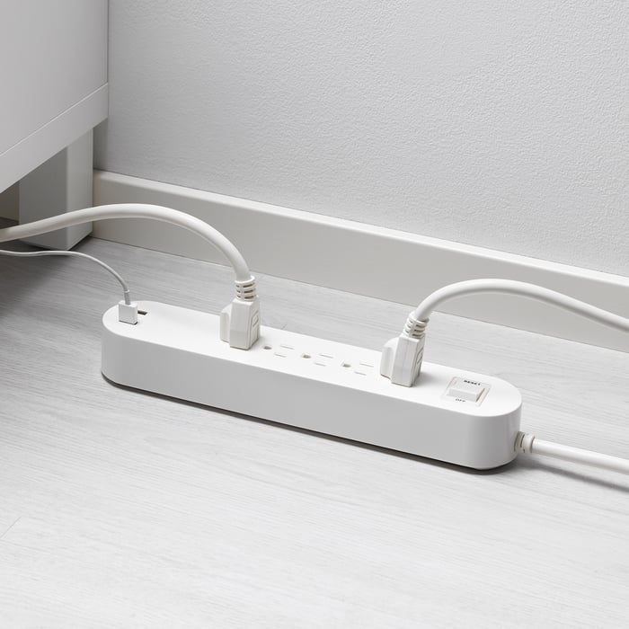 KOPPLA 5 outlet power strip & 2 USB ports, white, 118" - IKEA