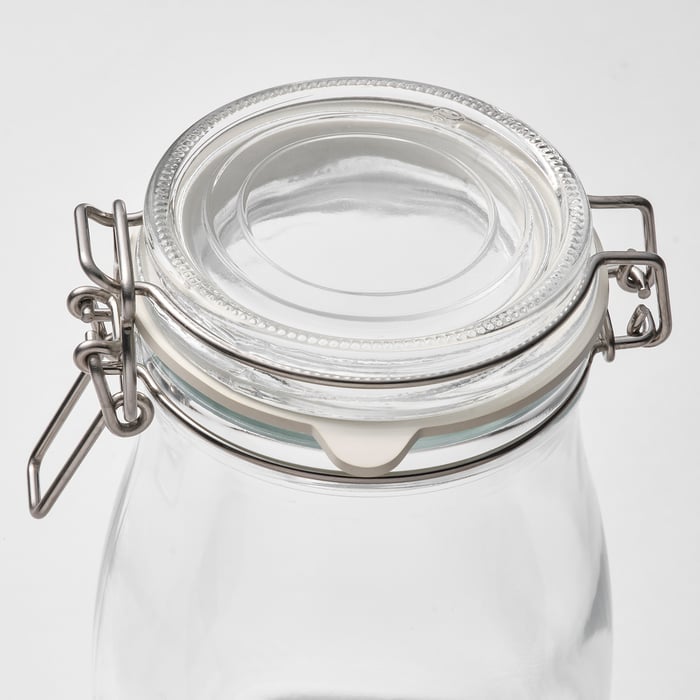 KORKEN bottle-shaped jar with lid, clear glass, 14 oz - IKEA