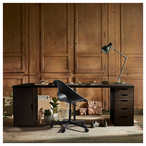 LAGKAPTEN / ALEX desk, black-brown/black, 783/4x235/8" - IKEA