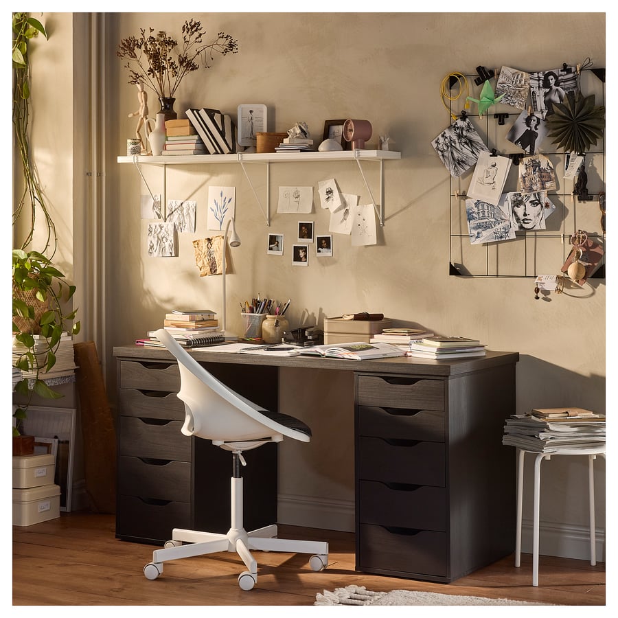 LAGKAPTEN / ALEX desk, black-brown, 551/8x235/8" - IKEA
