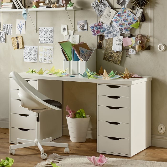 LAGKAPTEN / ALEX desk, white, 551/8x235/8" - IKEA