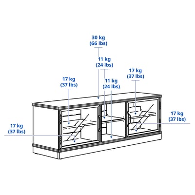 LANESUND TV unit, gray-brown, 633/8x181/2x215/8" - IKEA