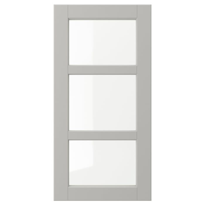 LERHYTTAN glass door, light gray, 15x30" - IKEA