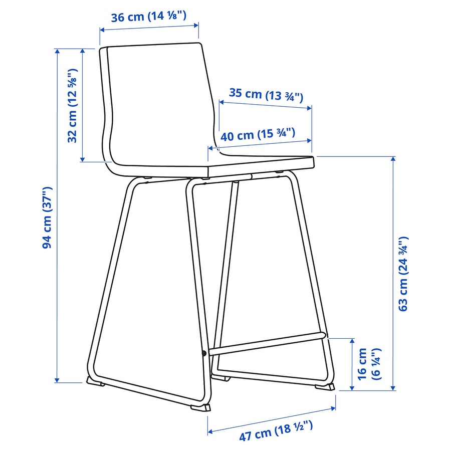 LILLÅNÄS bar stool, chrome plated/Gunnared dark gray, 243/4" - IKEA
