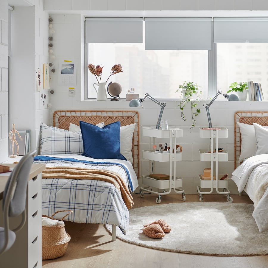 LINSNÄRJA comforter set, blue/white, Twin/Twin X-long - IKEA