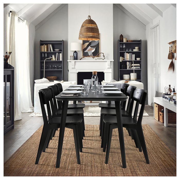 LISABO / LISABO table and 6 chairs, black/black, 783/4" - IKEA