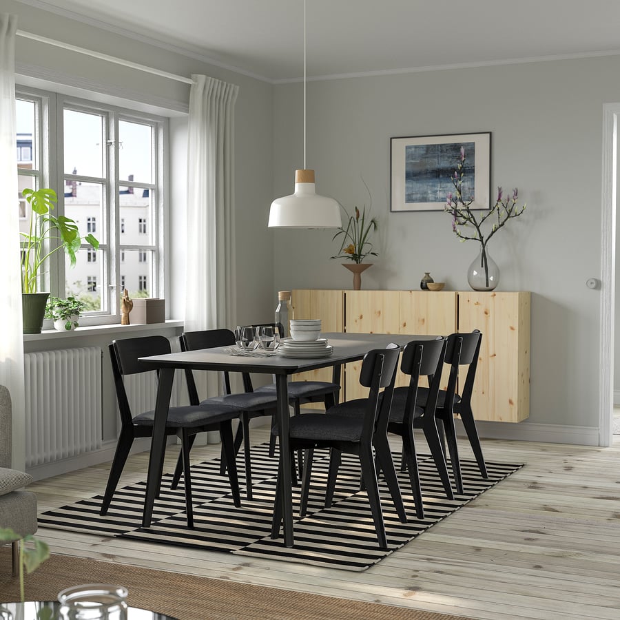 LISABO / LISABO table and 6 chairs, black/Tallmyra black/gray, 783 ...