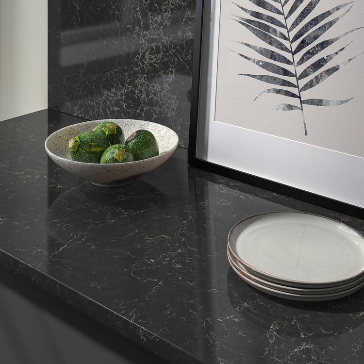 LOCKEBO custom countertop, black marble effect/glass composite, 11/8 ...