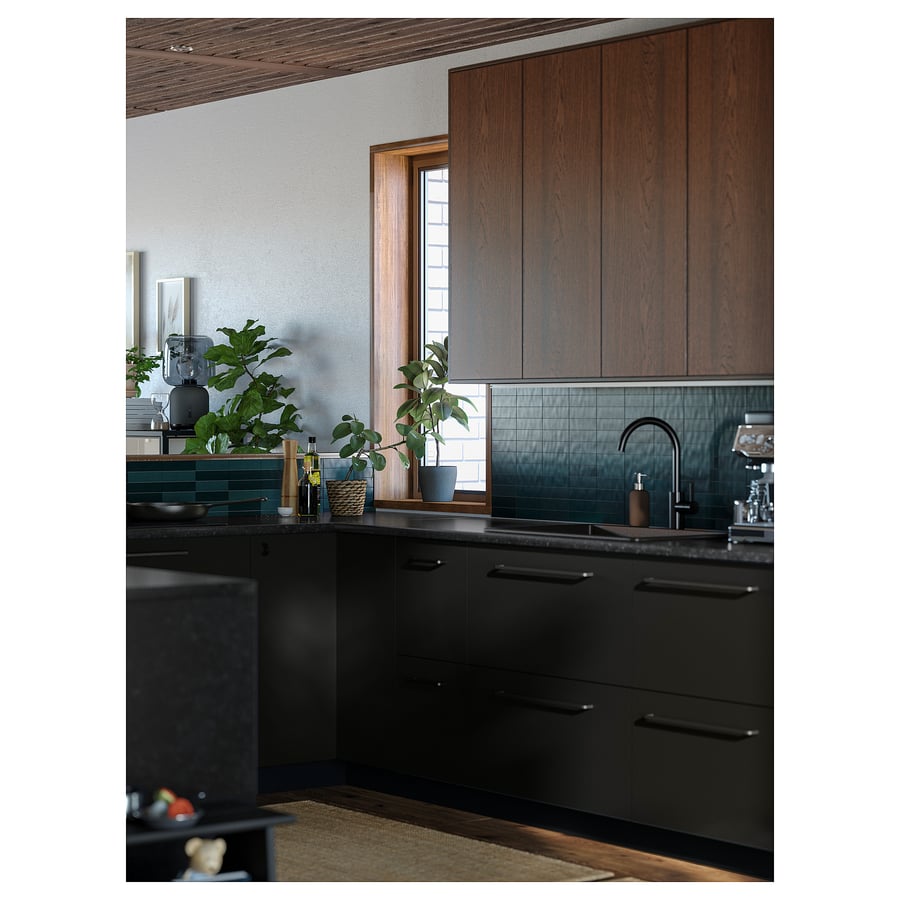 LOCKEBO custom countertop, black marble effect/glass composite, 11/8 ...