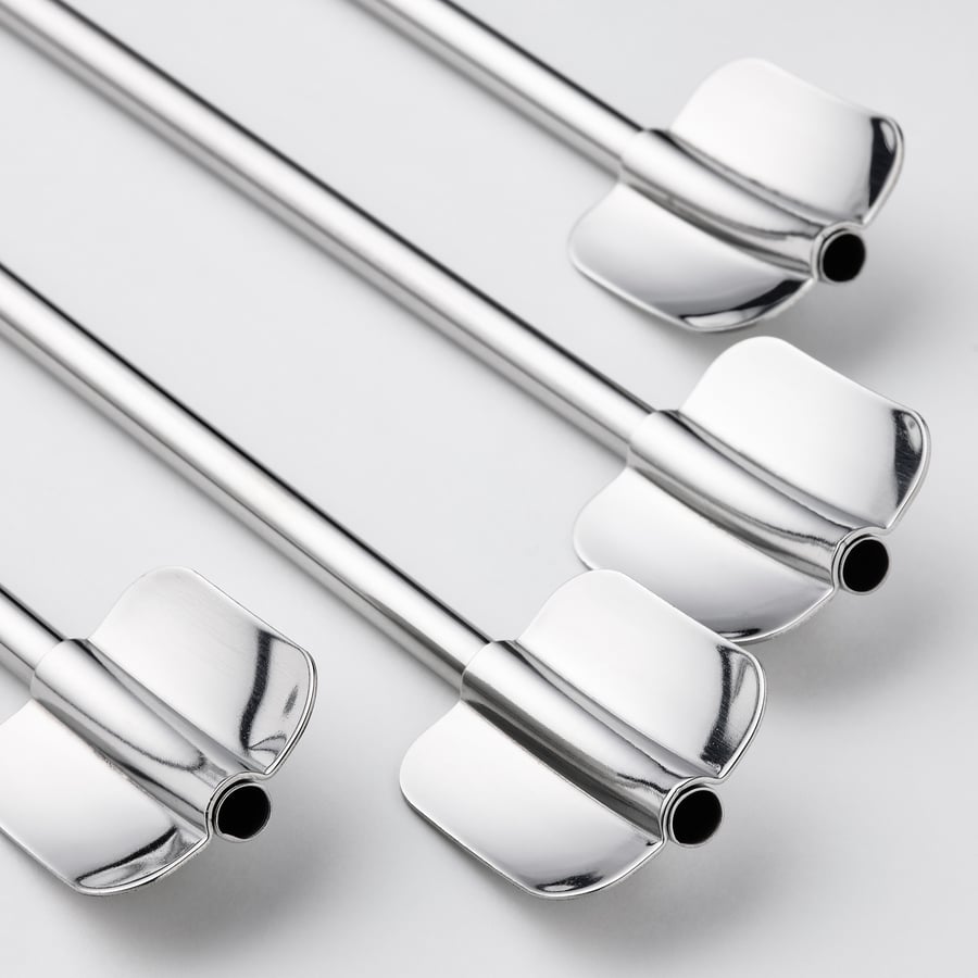 LUFTTÄT 5-pc drink strw/spoon set w clng br, stainless steel - IKEA