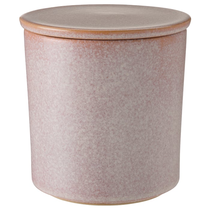 LUGNARE Scented candle in ceramic jar w lid, Jasmine/pink, 60 hr - IKEA